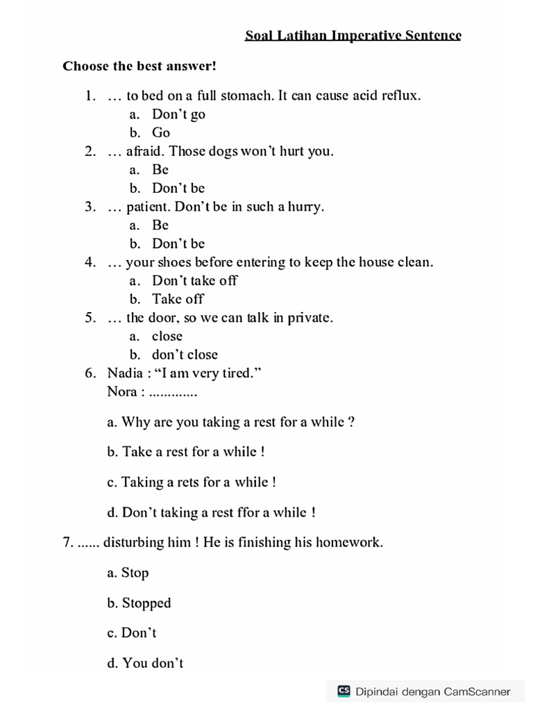 Latihan Soal Imperative Sentence | PDF