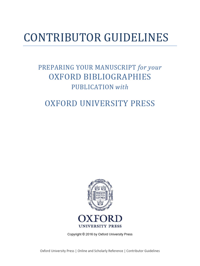 Oxford Bibliographies Contributor Guide | PDF | Citation | Copy Editing