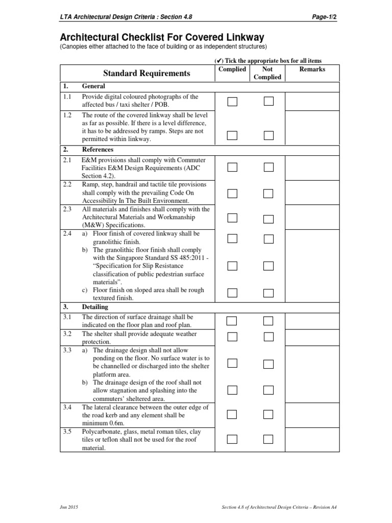 Architectural Checklist For Covered Linkway | PDF | Roof | Building ...