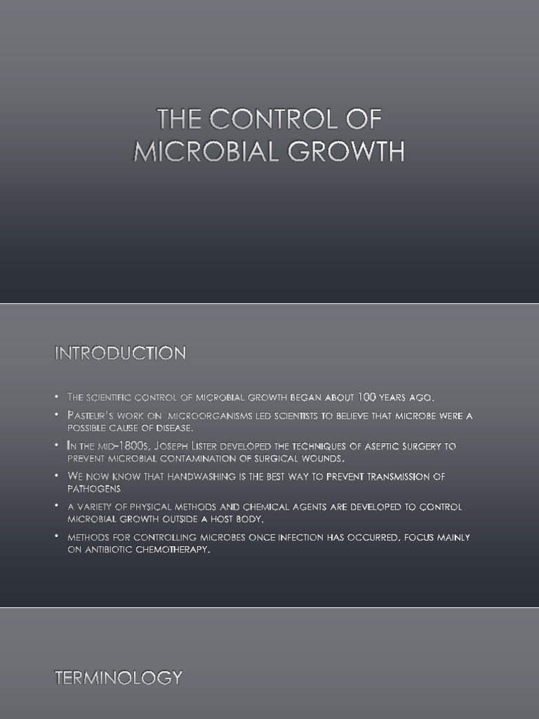 Lect 15 Control of Microbial Growth | PDF | Sterilization (Microbiology) | Disinfectant