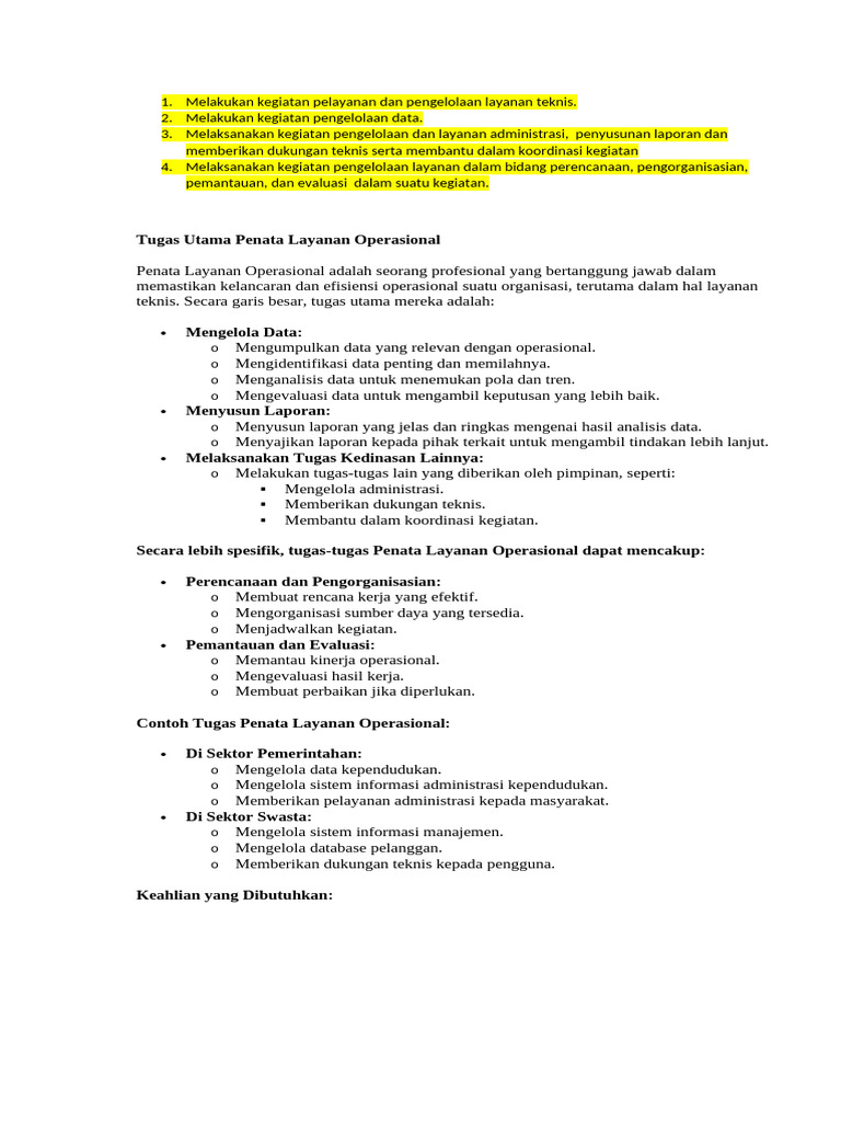 Tugas Penata Layanan Operasional | PDF