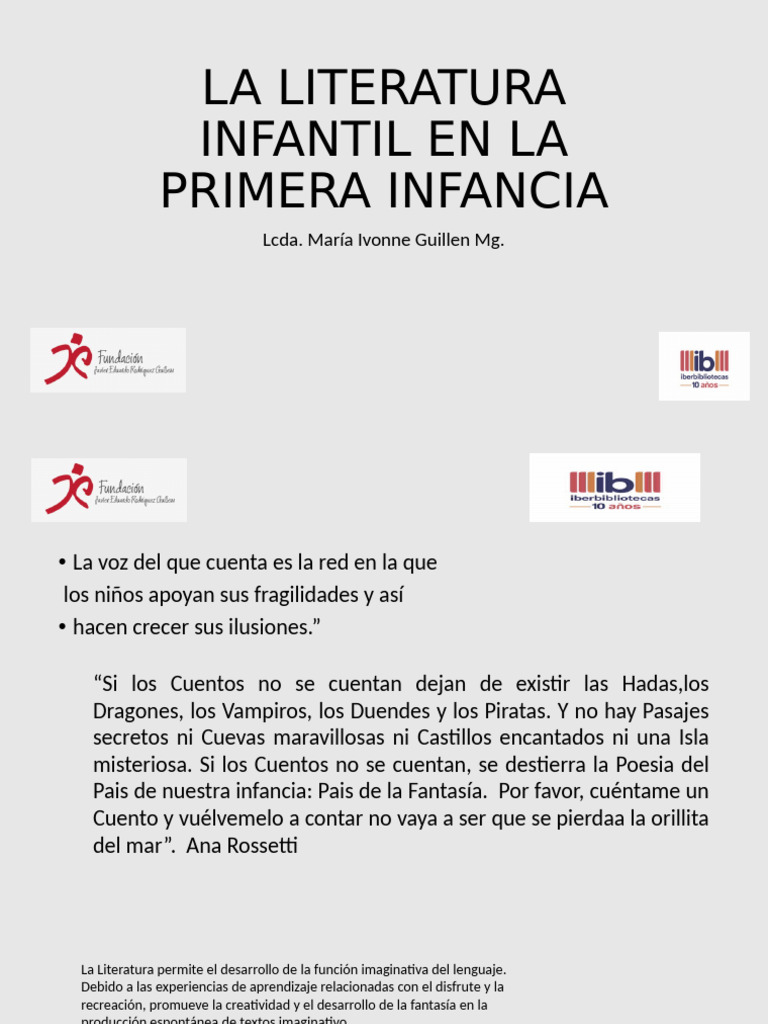 La Literatura Infantil En La Primera Infancia Pdf Literatura