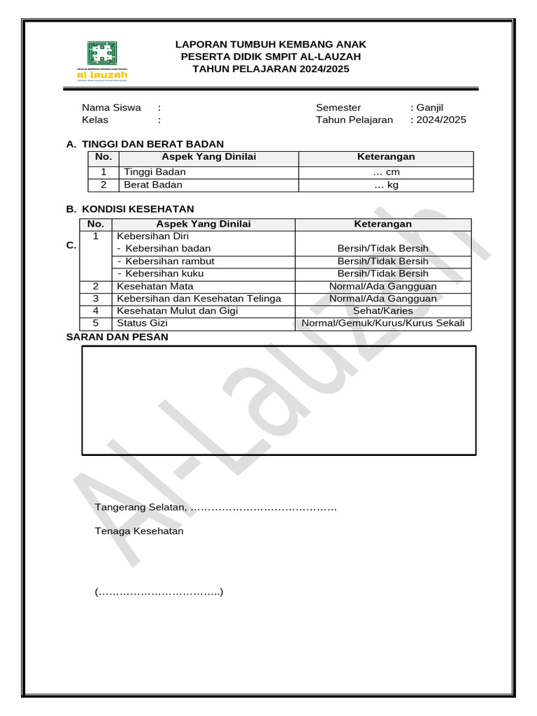 Rapor Kesehatan Fix | PDF