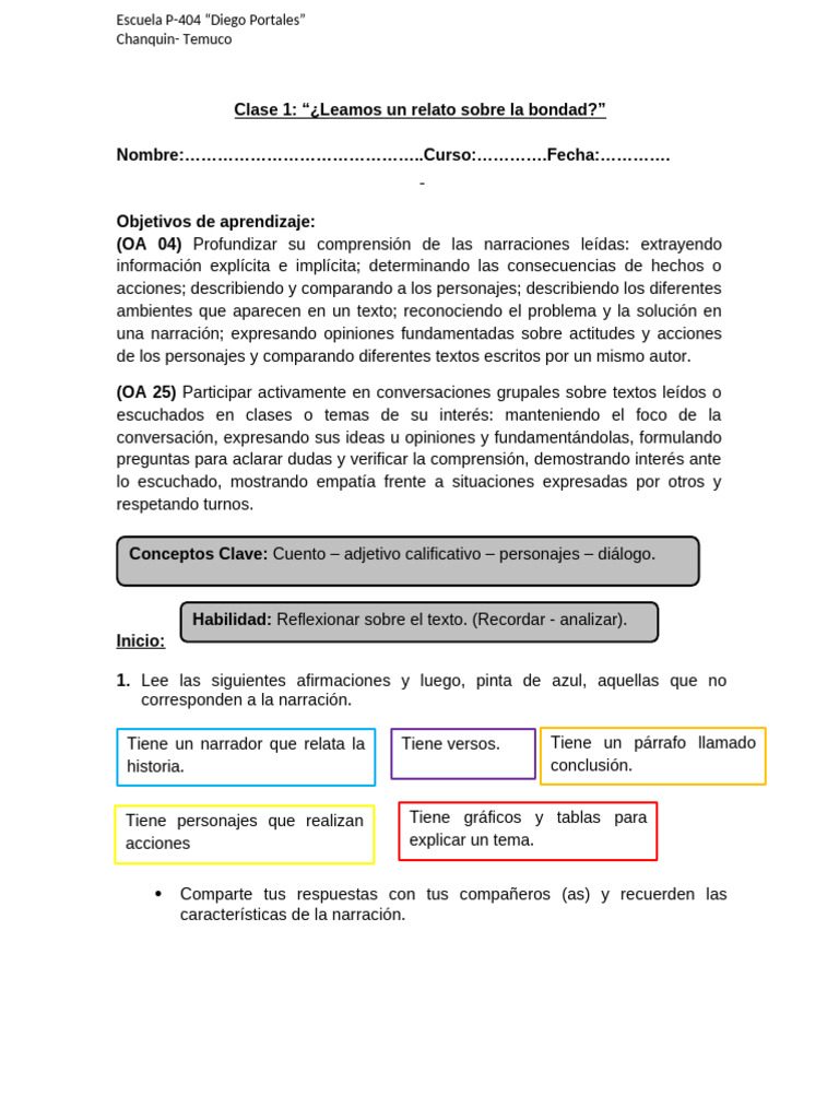 Guia5 Leamos Un Relato Sobre La Bondad | PDF | Narración