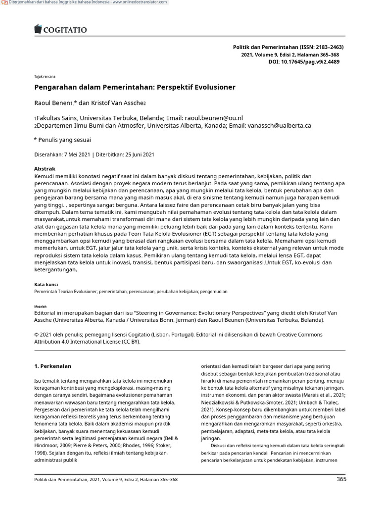 Steering in Governance Evolutionary Perspectives - En.id | PDF