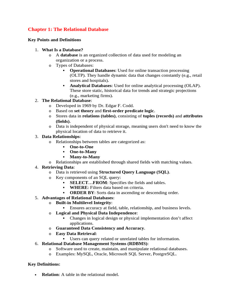 Database design - Summerize ch1-11 | PDF | Relational Database | Databases