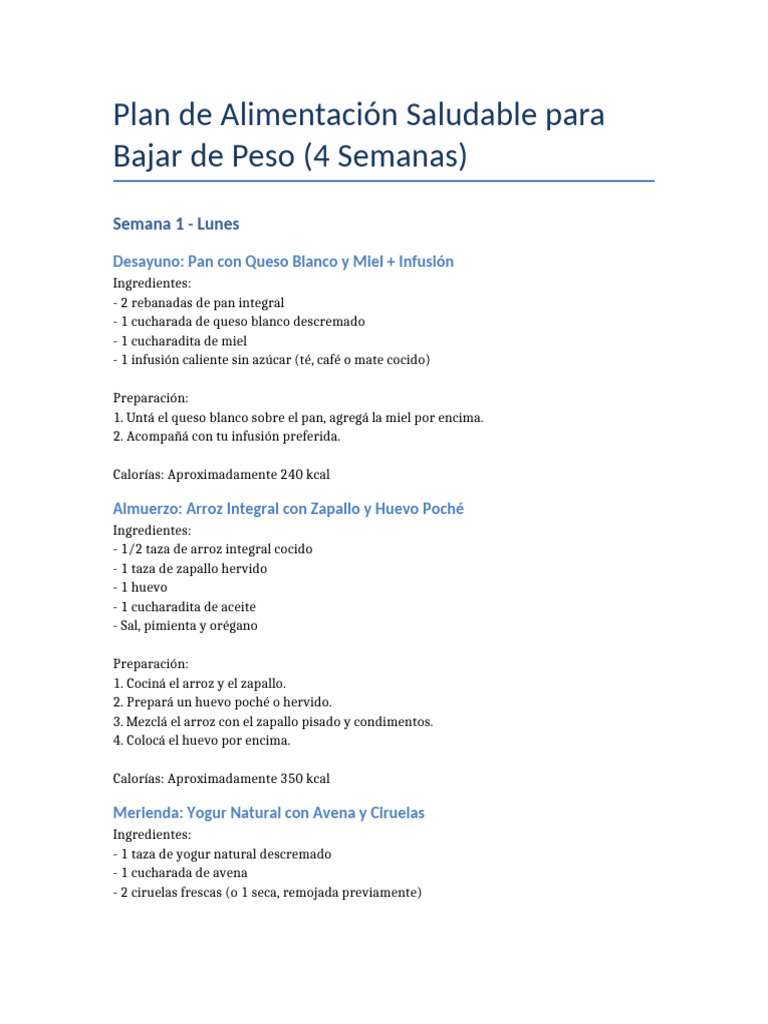 Plan Alimentacion 4 Semanas Felix | PDF | ensalada | Alimentos