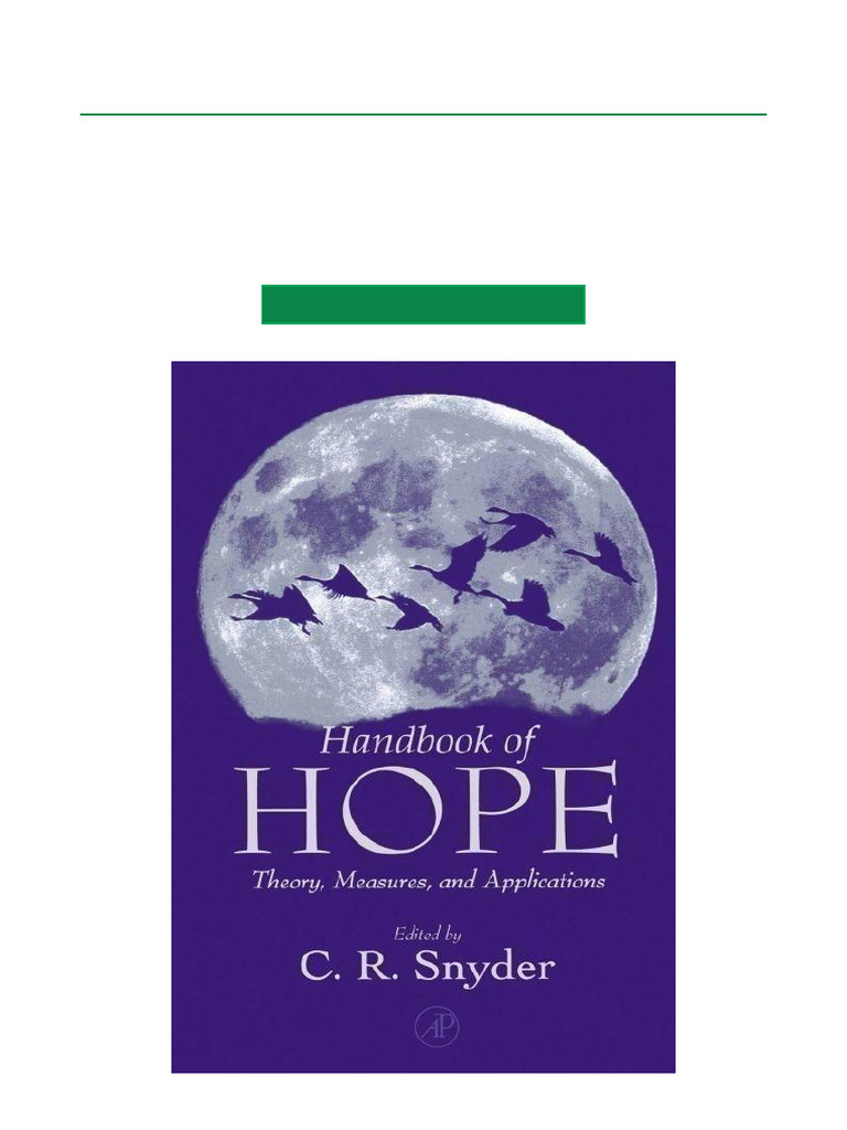 Handbook of Hope: Theory and Applications | PDF | Cognitive Behavioral ...