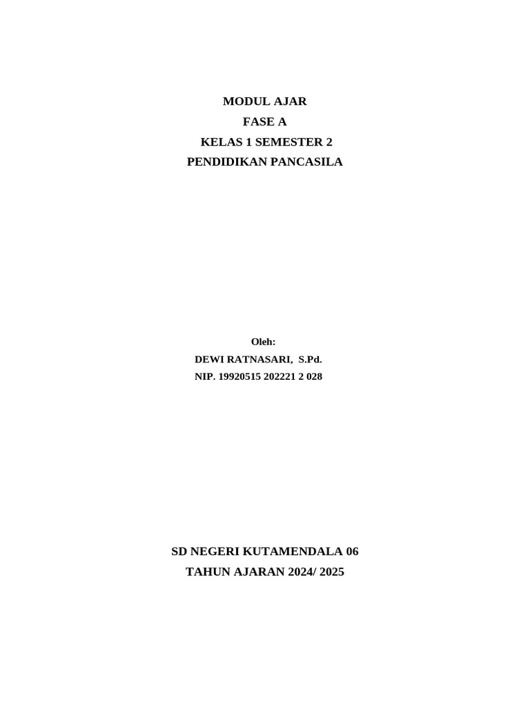 Modul Ajar PP TH 2025 | PDF