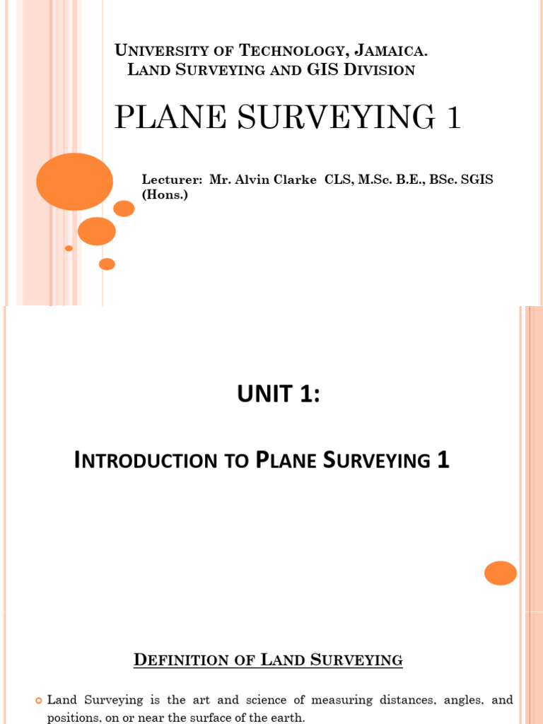 Plane Surveying 1 - Unit 1 | PDF | Surveying | Topography