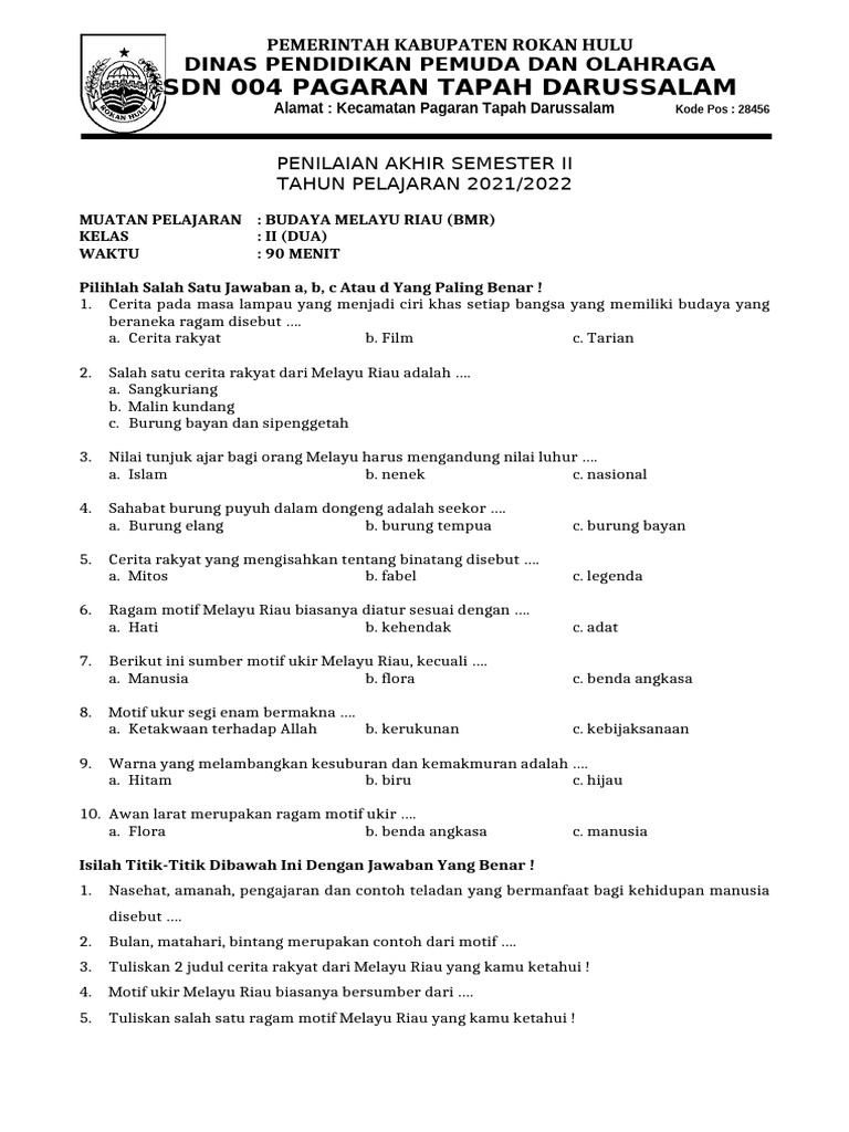 SOAL BMR Kls 2 | PDF