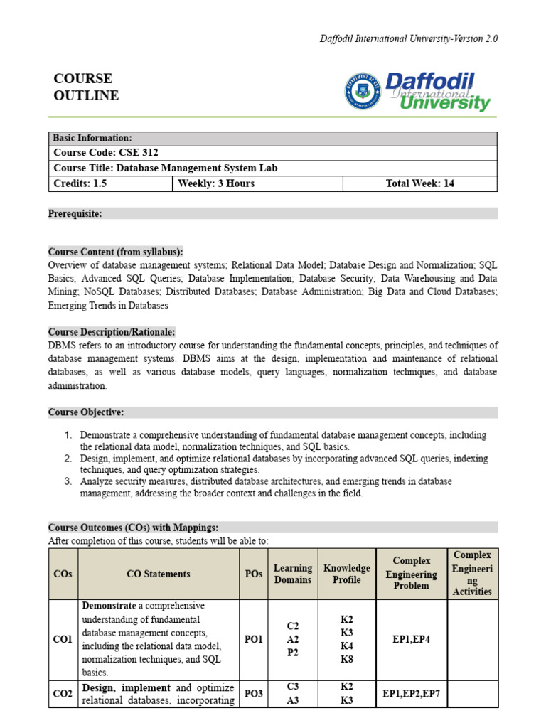 New Version - Lab Outline - CSE312 | PDF | Databases | Relational Database