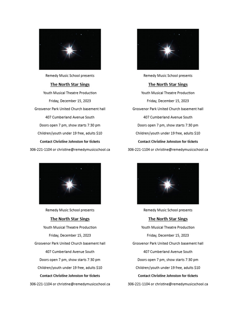 The North Star Sings Youth Musical Theatre handbill | PDF