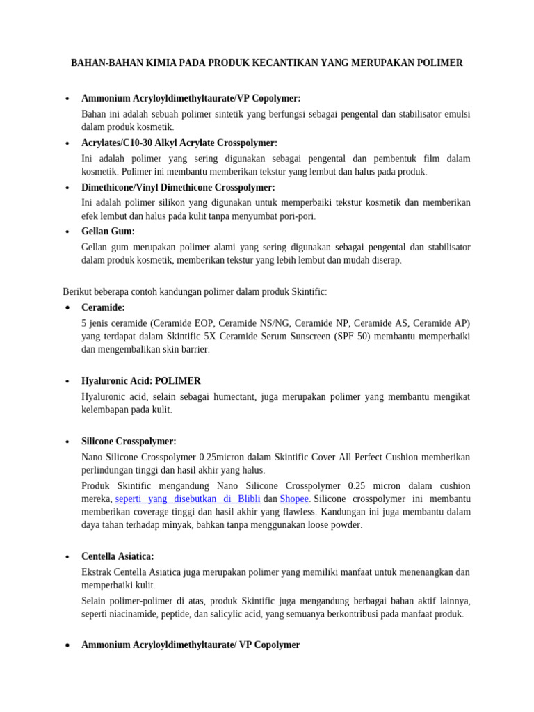 Polimer pada produk kecantikan | PDF