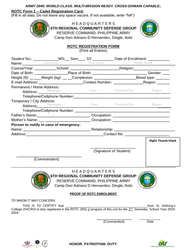 RSCT ARAPT Registration Form CRC 2 | PDF