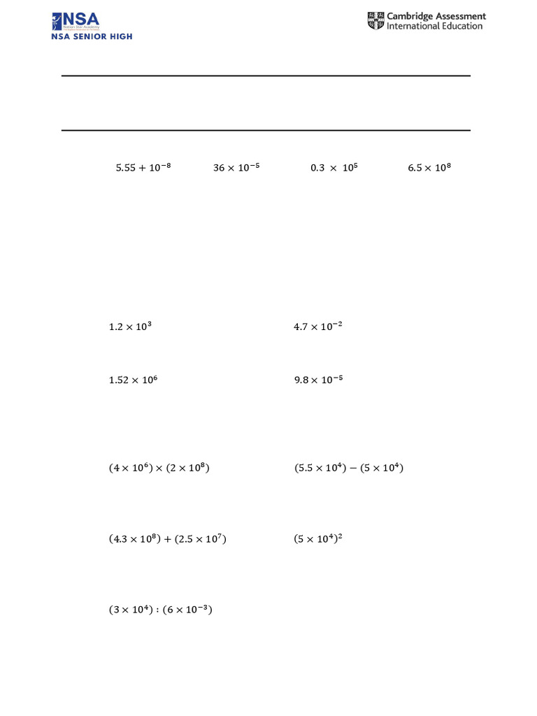 Grade 9 Standard Form Worksheet | PDF