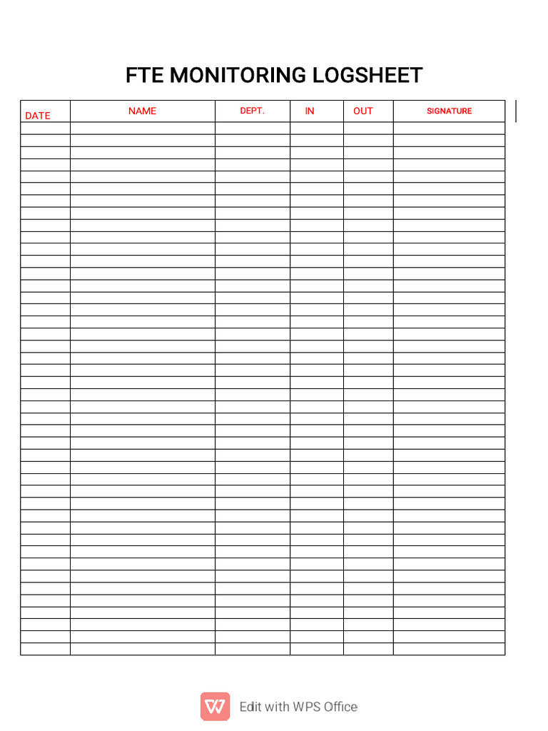 FTE LOGSHEET Frisking Four | PDF