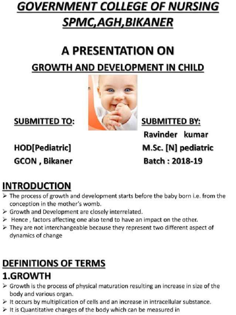 Growth and Development in Paediatric Nursing | PDF