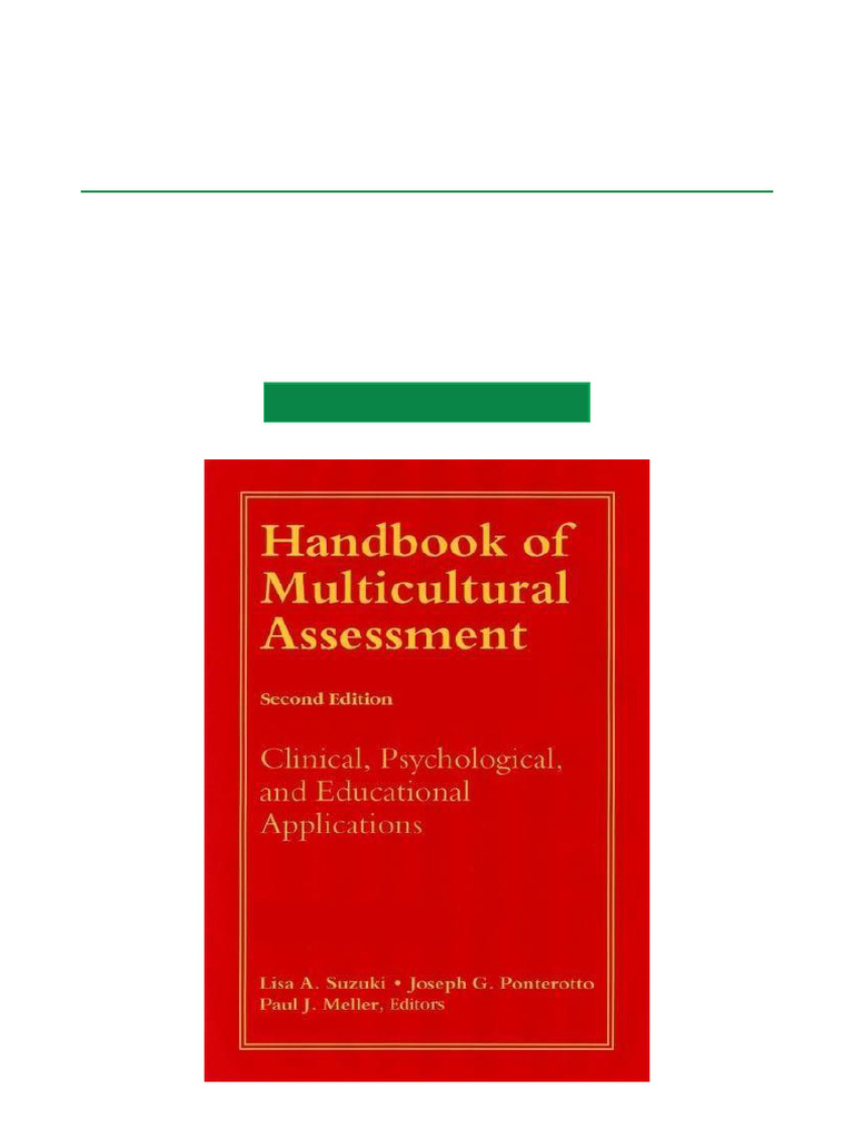 Handbook of Multicultural Assessment Clinical, Psychological, and Educational Applications ...