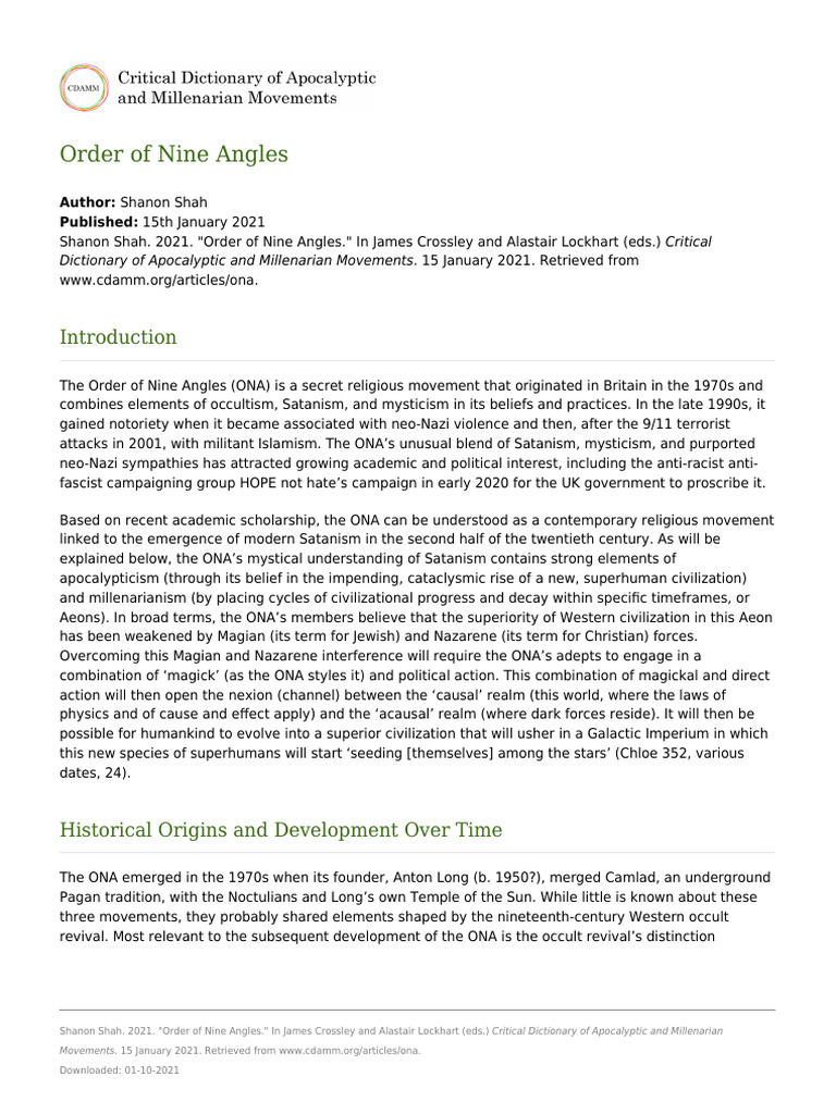 8637 Order of Nine Angles | PDF | Satanism | Religious Faiths