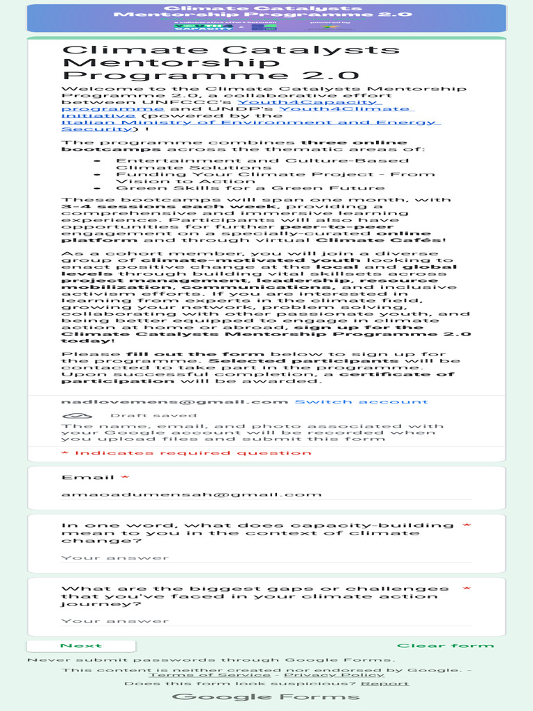 Climate Catalysts Mentorship Programme 2.0 | PDF | Mentorship