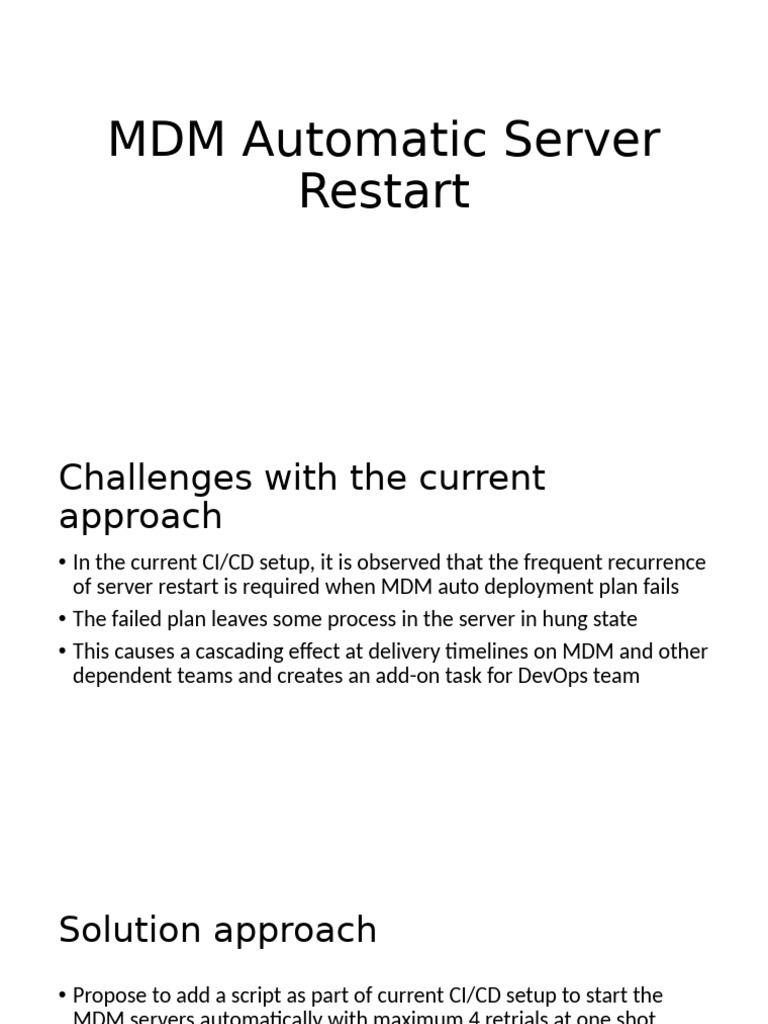 MDM Automatic Server Restart | PDF
