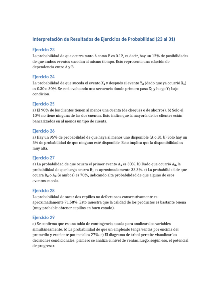 Interpretacion Ejercicios Probabilidad | PDF
