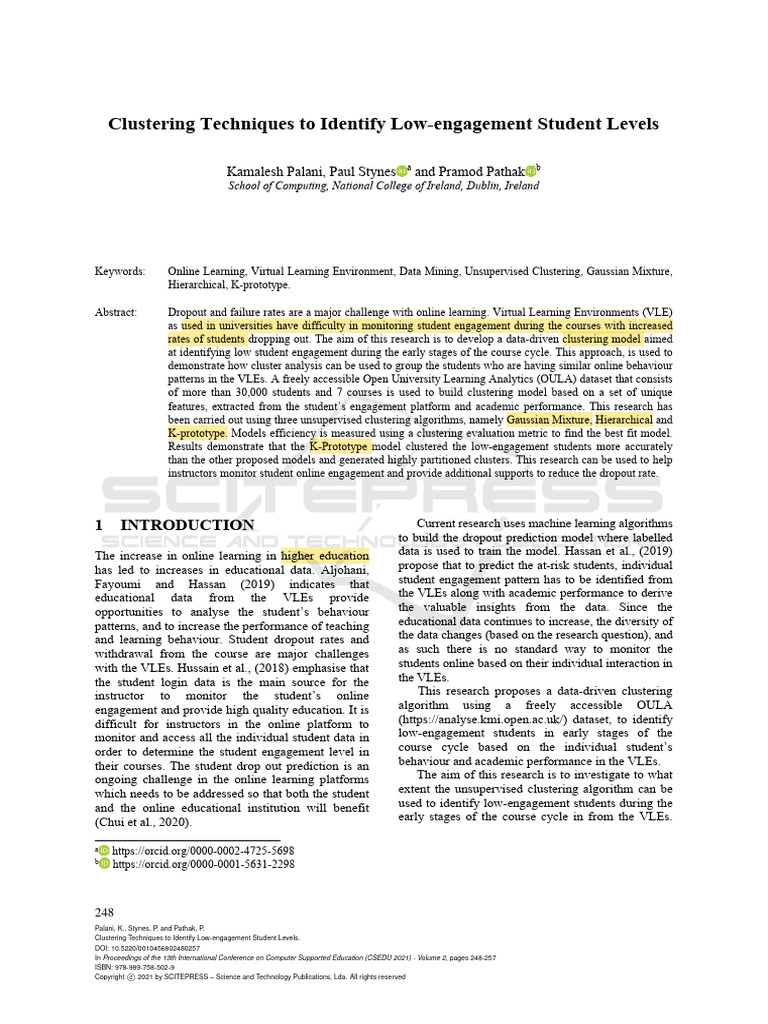 Clustering Low-Engagement Students | PDF | Cluster Analysis ...