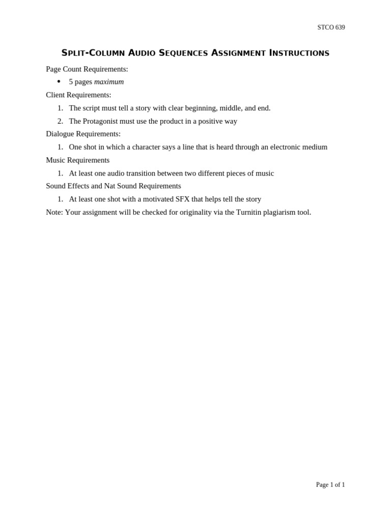 Split-Column Audio Sequences Assignment Instructions-2 | PDF