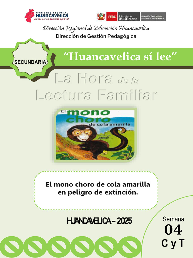 SEMANA 4 - 2025 - SECUNDARIA - VII CICLO - 3°-5° - El Mono Choro de Color Amarillo | PDF ...