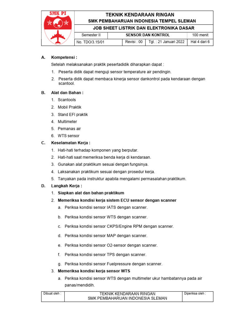 Jobsheet Sistem EFI | PDF