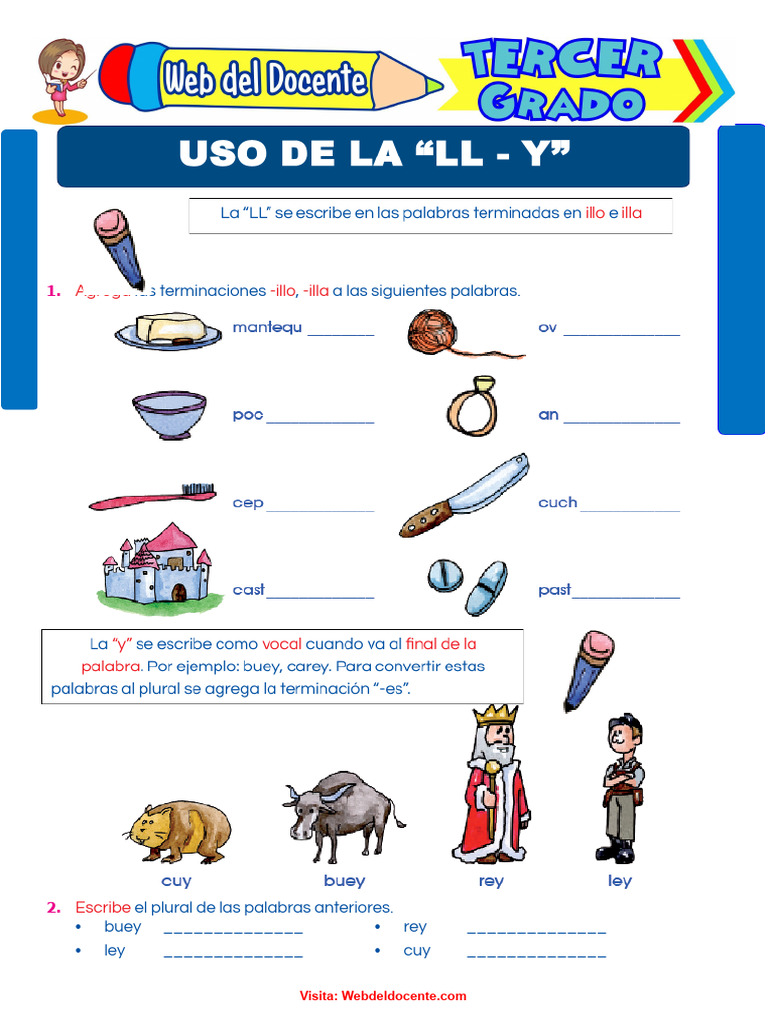 Uso de La Y LL para Tercer Grado de Primaria | PDF