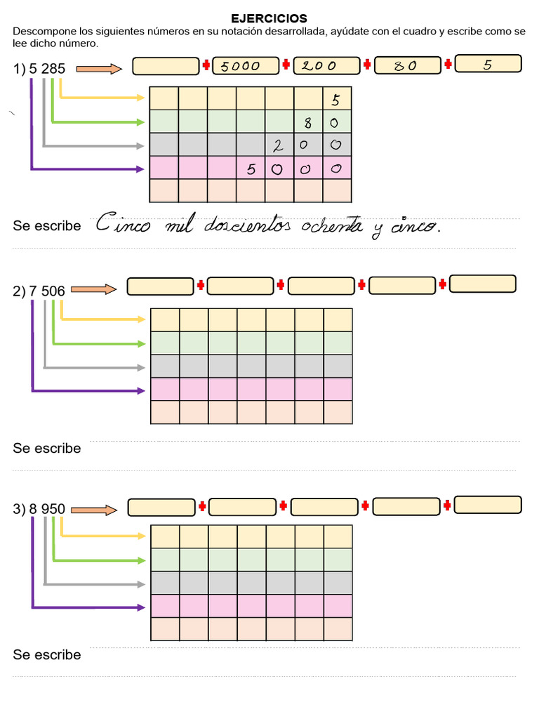 Ejercicios de Notación Desarrollada | PDF