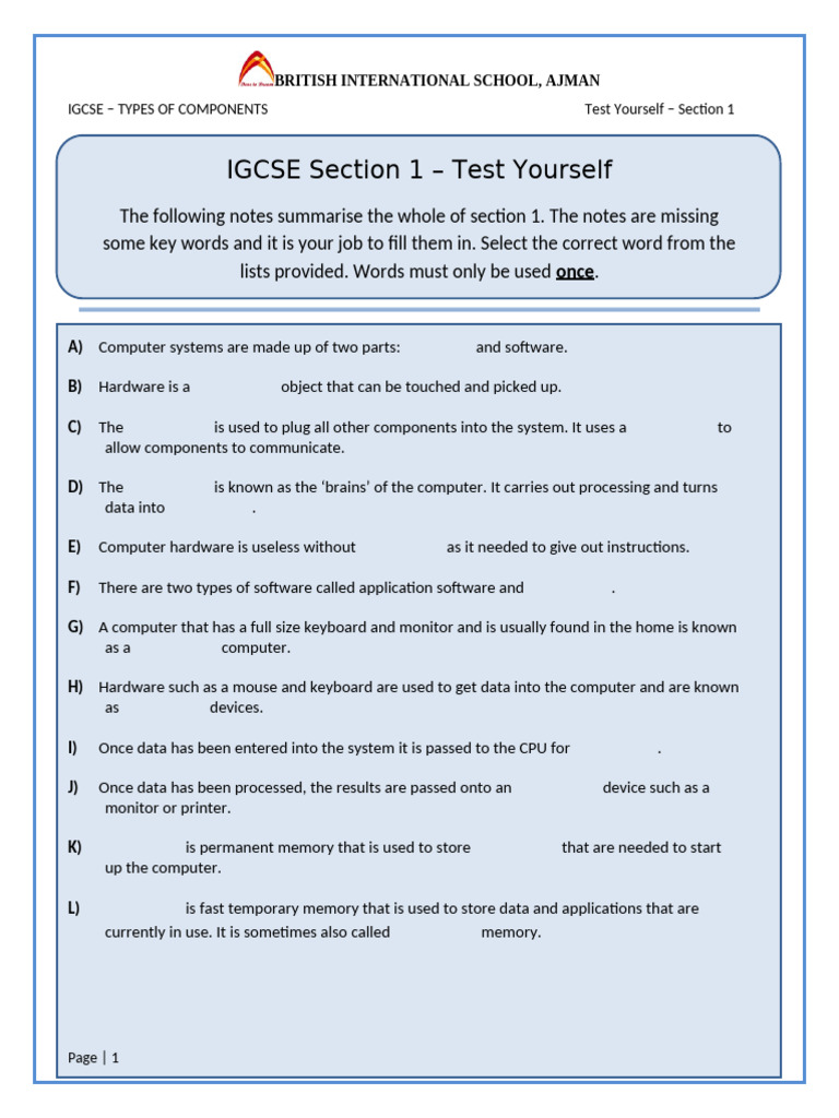 Theory - Worksheet Chapter 1 | PDF | Graphical User Interfaces | Computer Data Storage