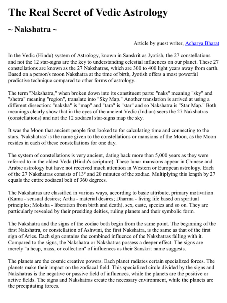 The Real Secret of Vedic Astrology - 27 NAKSHATRAS & Padas - Must Read ...