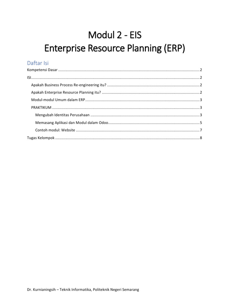 Jobsheet 2 - Enterprise Resource Planning | PDF