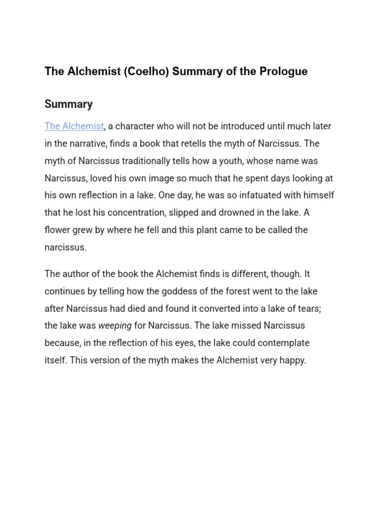 The Alchemist (Coelho) Section Wise Summary | PDF