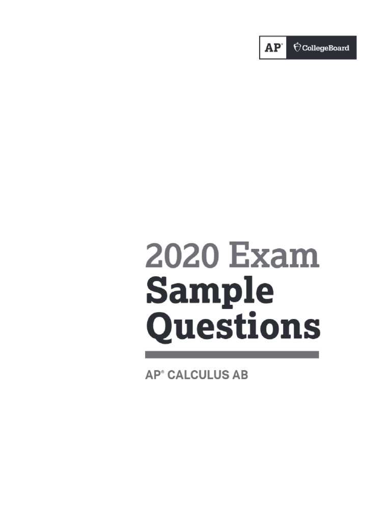 AP Calculus AB Maths Ab 2020 Sample 1 | PDF