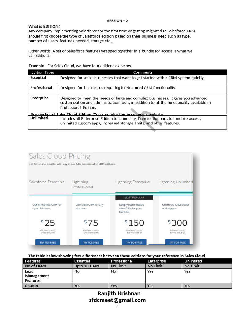 Salesforce Editions Overview and Features | PDF | Mobile App | Customer ...