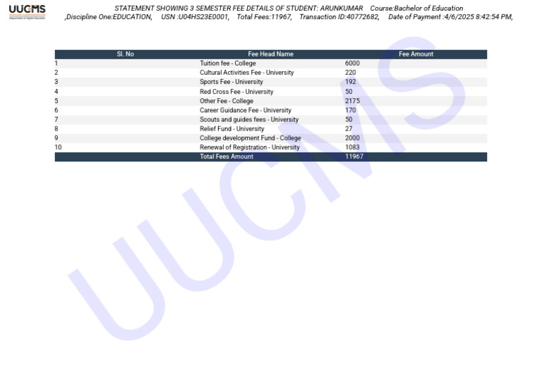 Student Fee Details | PDF