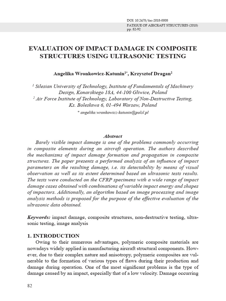 Ultrasonic Testing for Composite Damage | PDF | Fracture | Composite ...