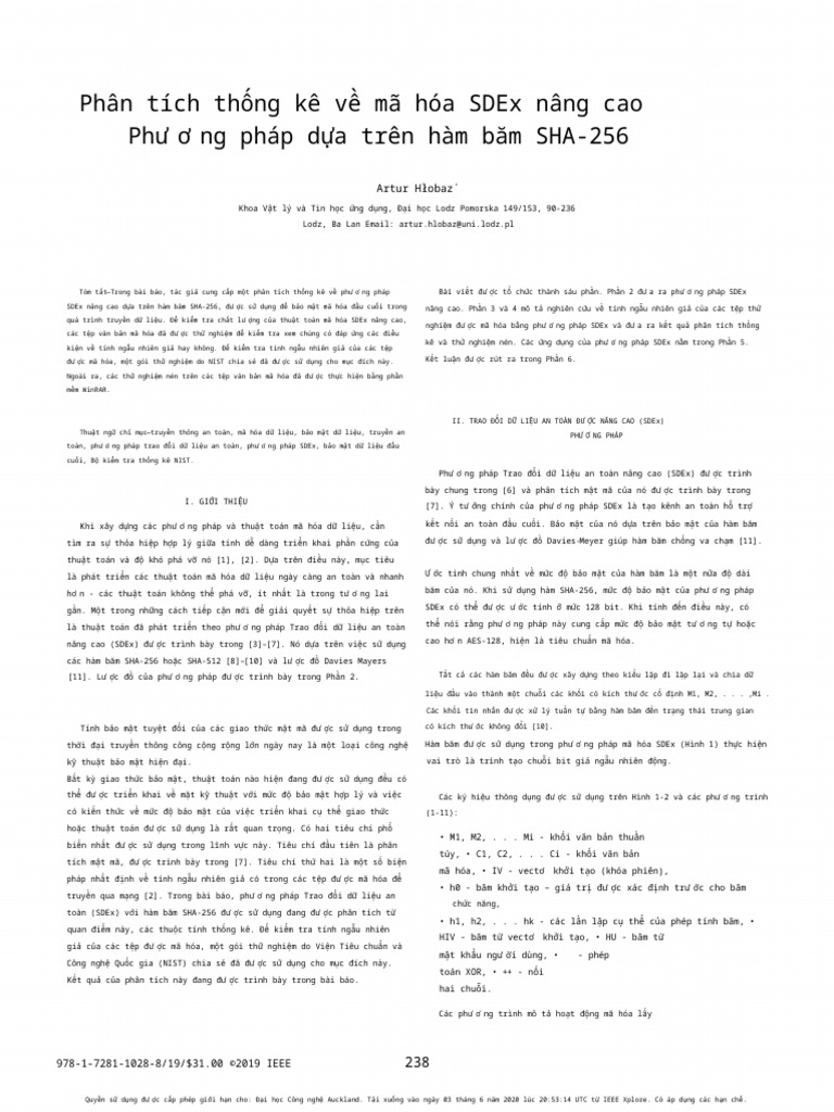 Statistical Analysis of Enhanced SDEx Encryption | PDF