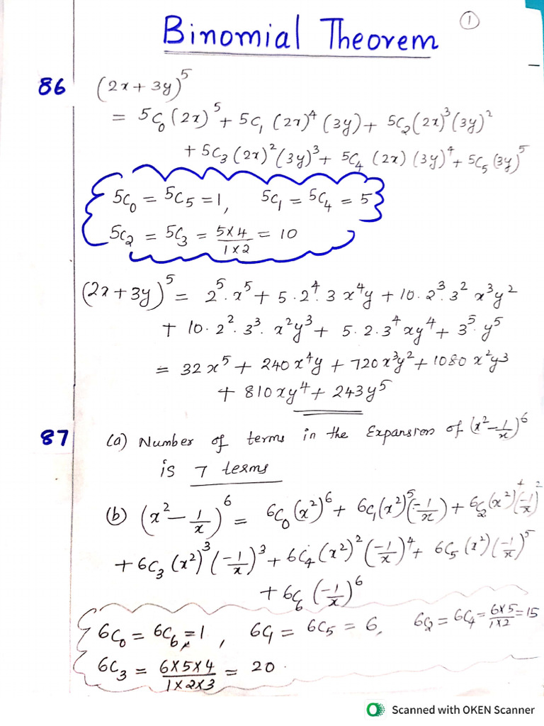 Binomial Theorem (4marks) | PDF