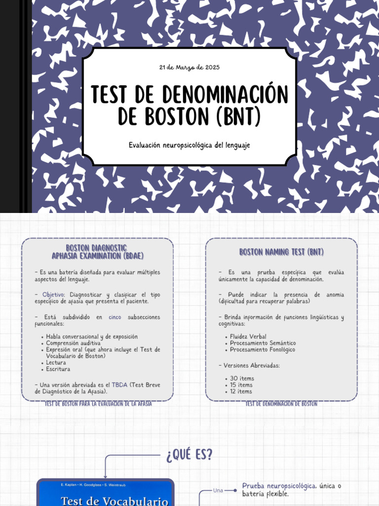 Test de Denominación de Boston (BNT) PDF | PDF | Afasia | Neuropsicología