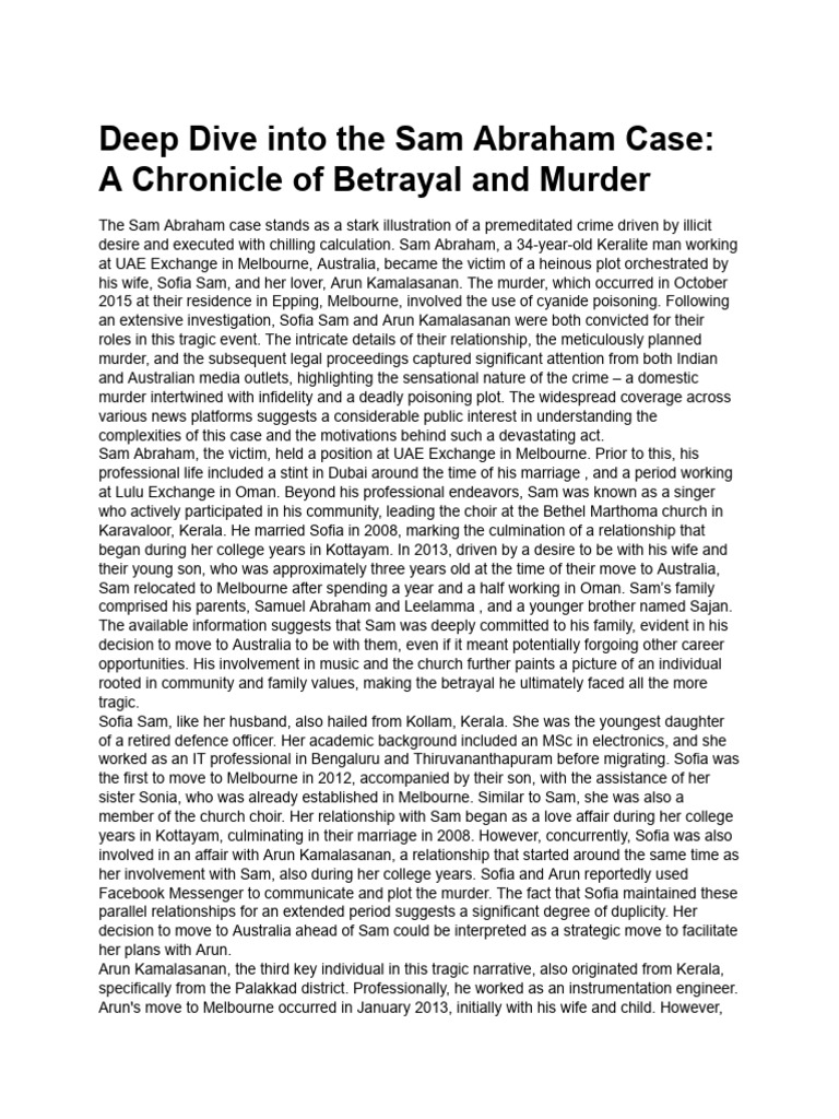 Sam Abraham Case Deep Research | PDF | Murder | Plea