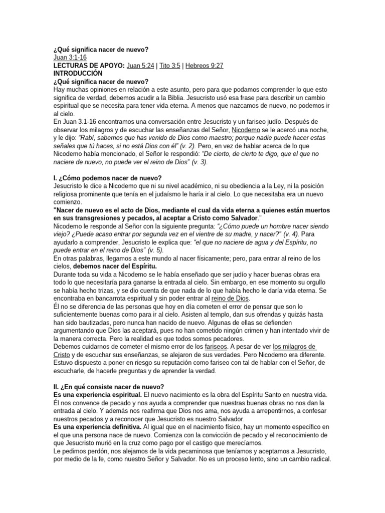 Qué Significa Nacer de Nuevo | PDF | Pecado | Jesús