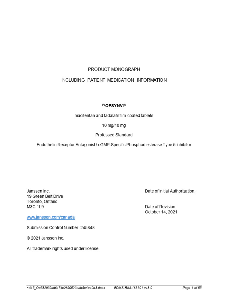 Opsynvi Patient Monograph | PDF | Pregnancy | Diseases And Disorders