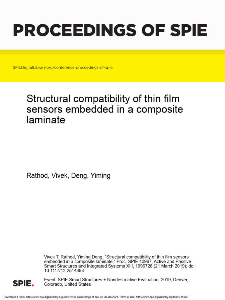 Structural Compatibility of Thin Film Sensors Embedded in A Composite ...