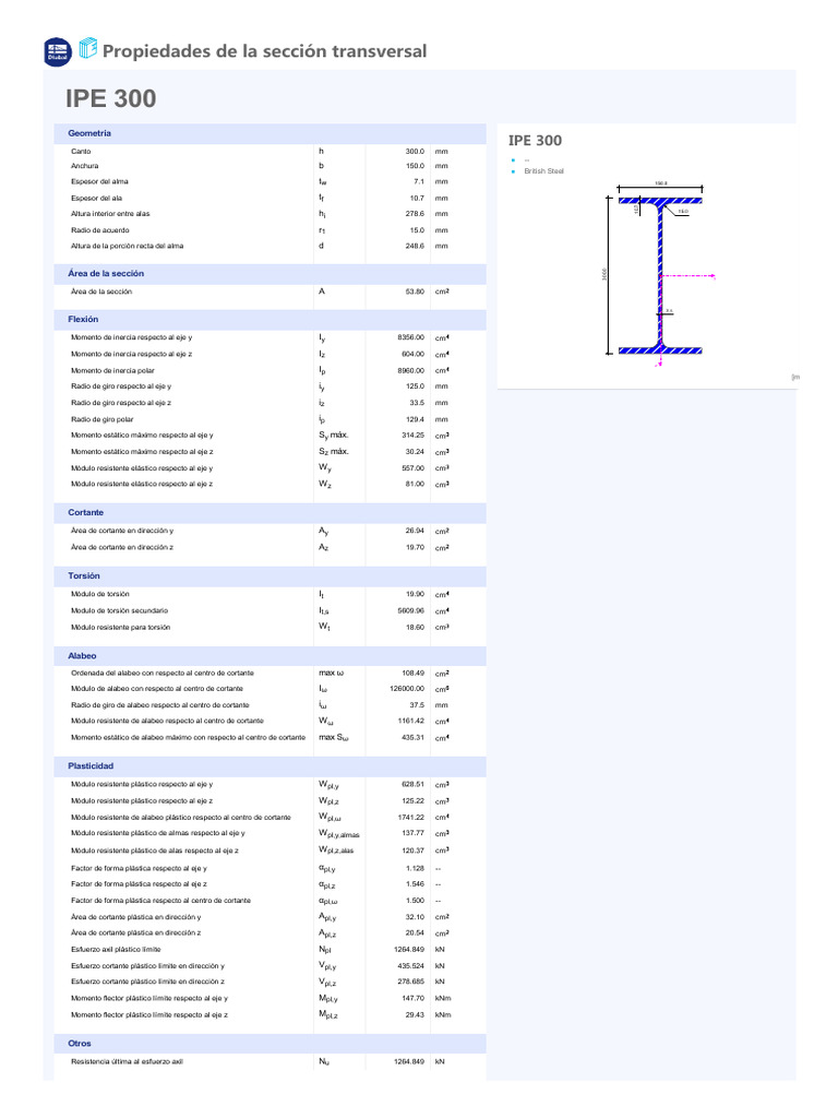 Ipe 300 | PDF | Esfuerzo de torsión | Mecánica