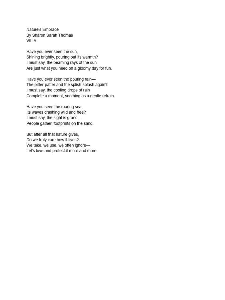 Nature's Embrace: A Poem for Reflection | PDF
